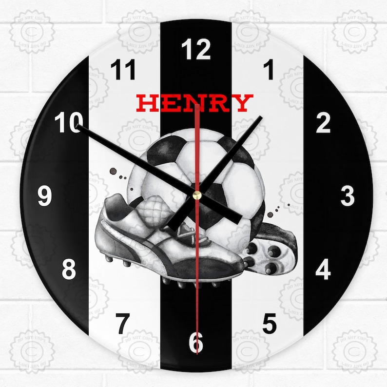 Personalised Football Clock in a Variety of Colours, Football Gift ...