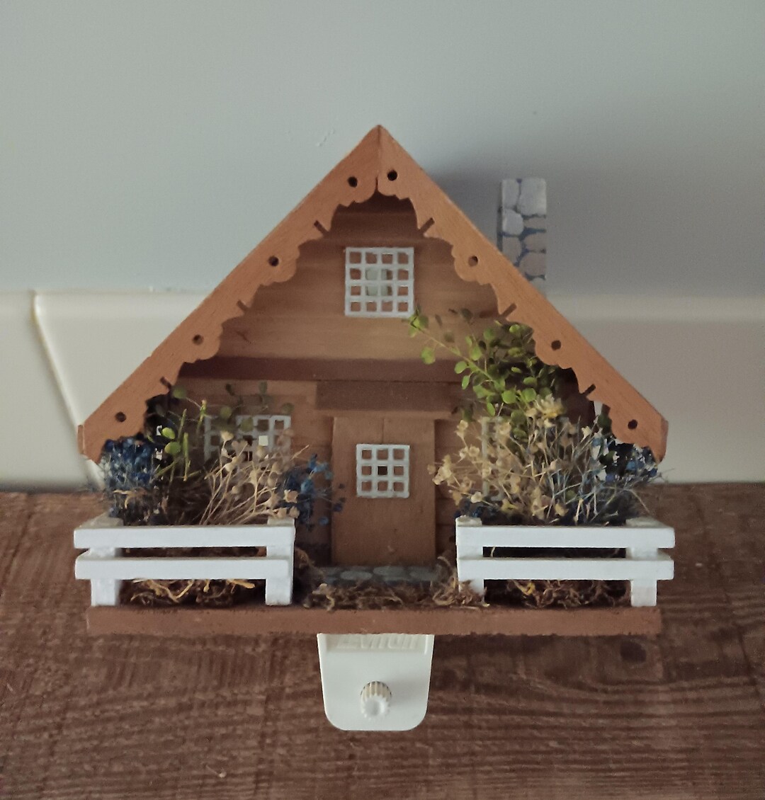 Vintage Handmade Wooden Cottage House Night Light | Cabin Night Light ...