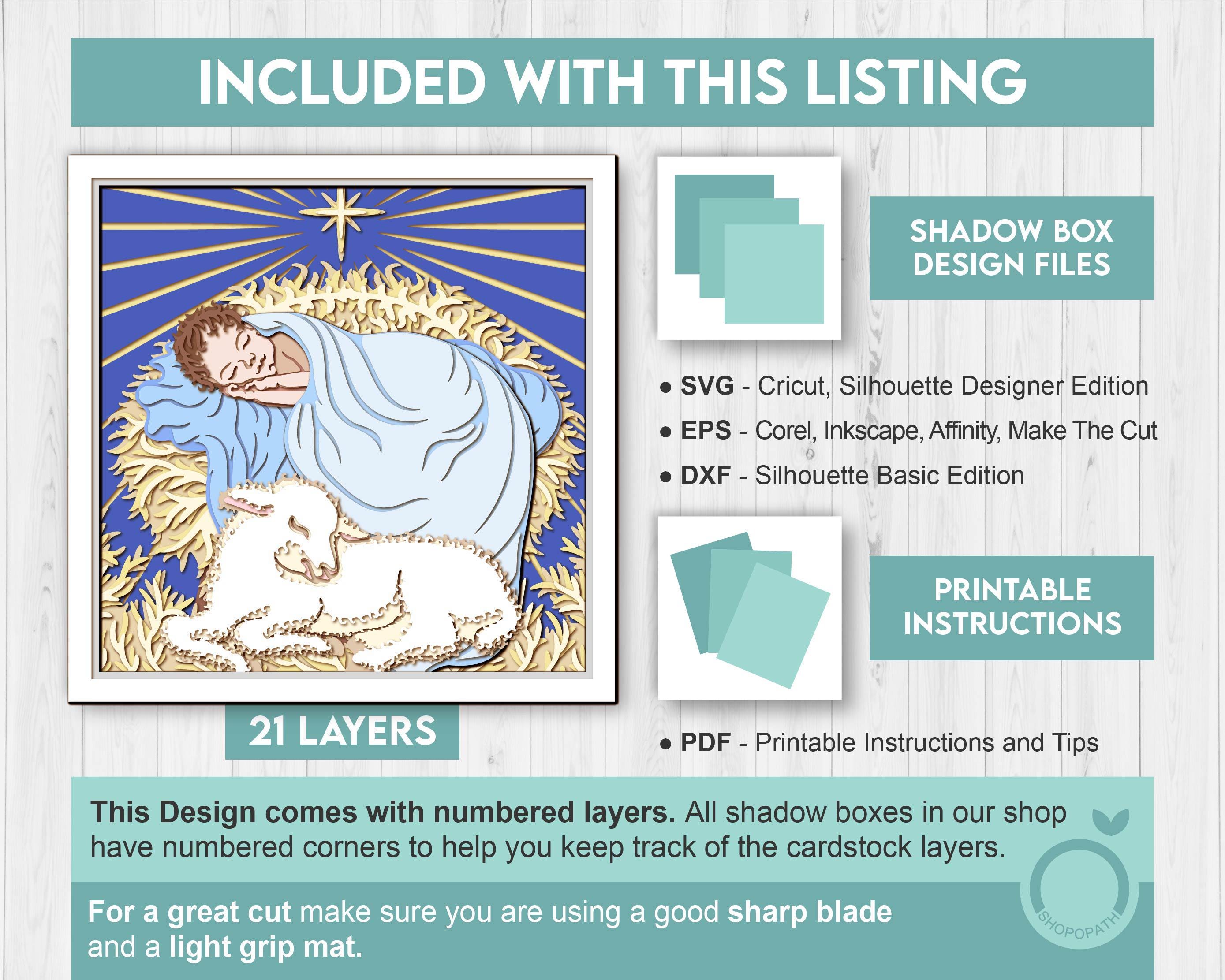 3D SVG Sleeping Baby Shadow Box, 3d SVG Christmas, Baby Jesus 3D Svg ...