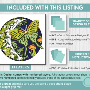 3D Luna Moth Butterfly Shadow Box SVG, 3D Summer SVG, 3D Moon Svg, 3d ...