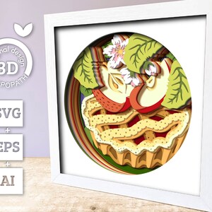 3D SVG Apple Pie Shadow Box SVG, 3d SVG Apple Pie Shadow Box, Summer ...