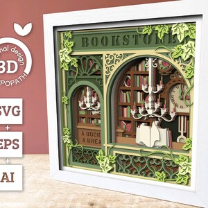 3D SVG Book Store Shadow Box, Books 3D Svg, Reading 3d Svg, Books ...
