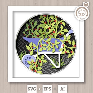 3D SVG Gardening Shadow Box SVG Spring Garden With Leaves and Flowers ...
