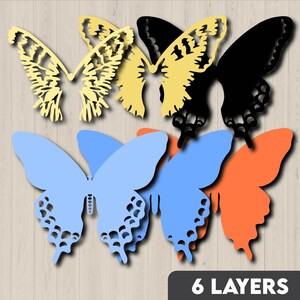 3D Layered Tiger Swallowtail Butterfly SVG PDF EPS, 3D Layered ...