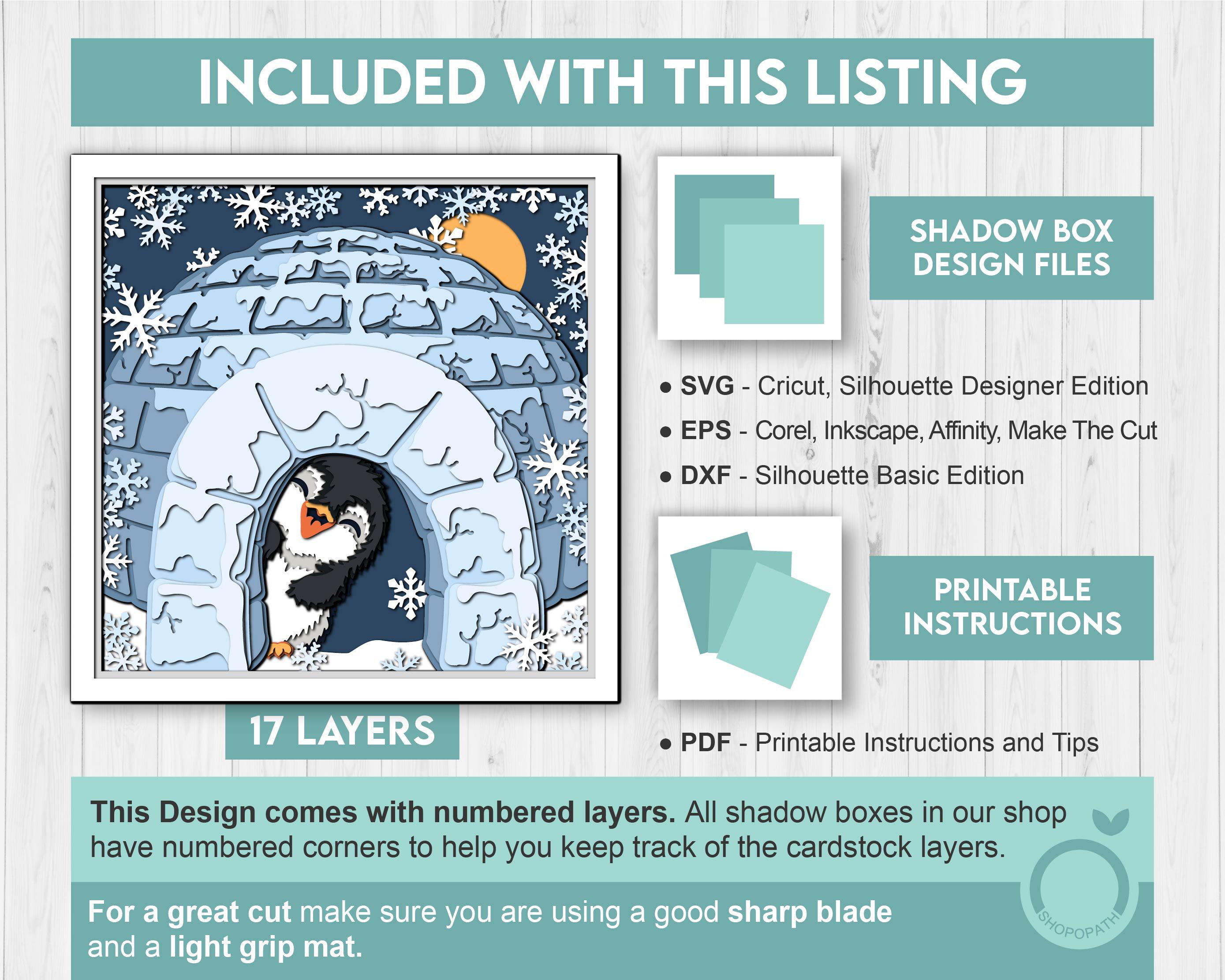 Penguin in Igloo - 3D Shadow Box Layered SVG DXF EPS (cutting Files) - Etsy