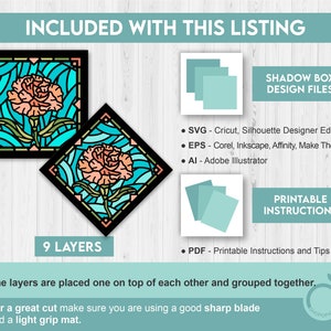 3D SVG Carnations Mini Stained Glass Shadow Box, Carnations 3D Svg, 3D ...