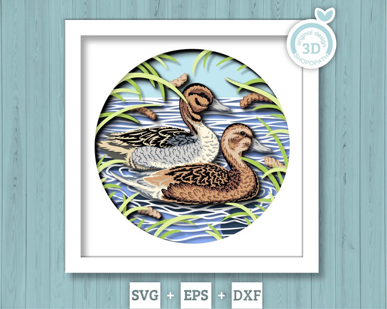 Spring Ducks Northern Pintail - 3D Shadow Box Layered SVG DXF EPS ...