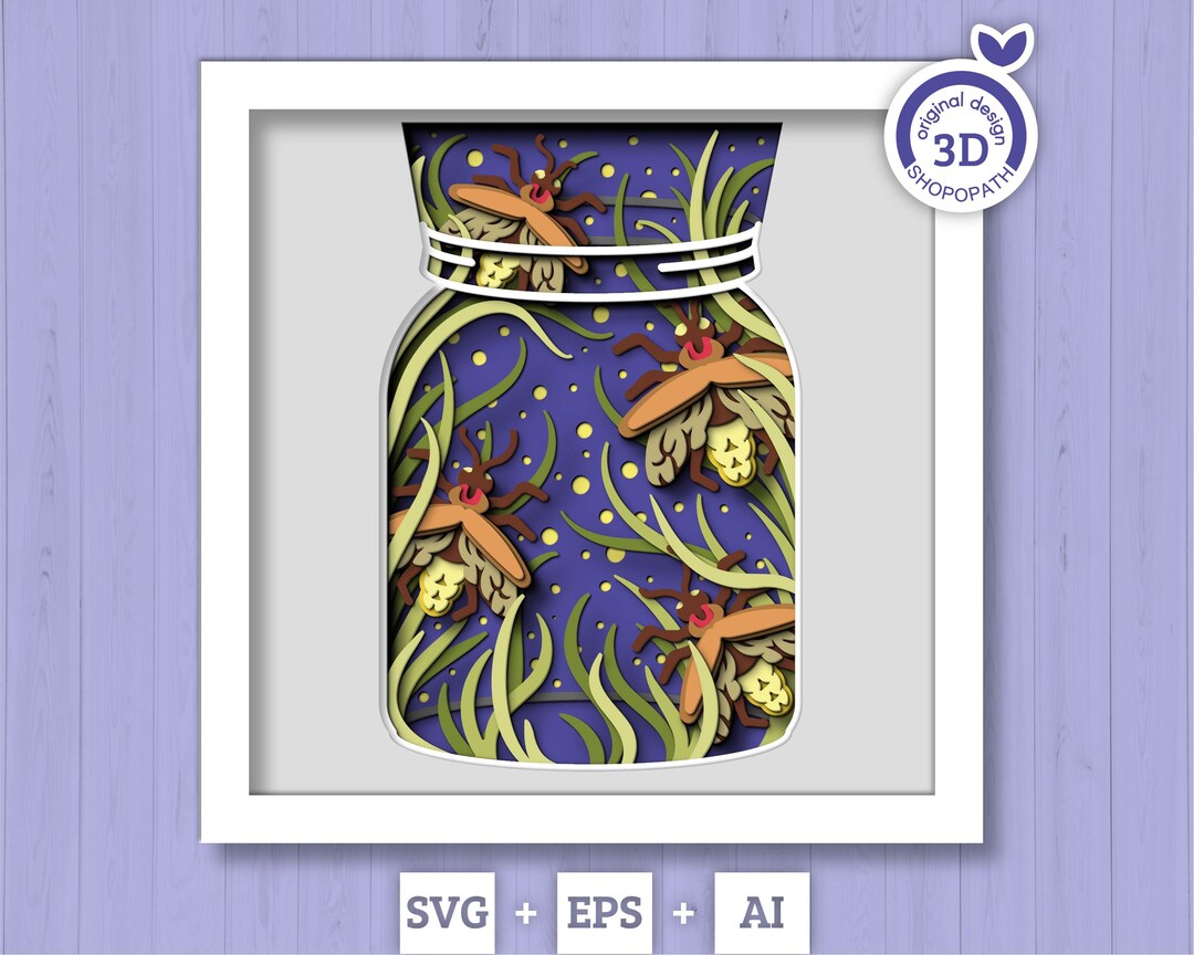 3D Firefly Shadow Box SVG, Firefly Layered SVG, Firefly 3D Svg, Spring ...