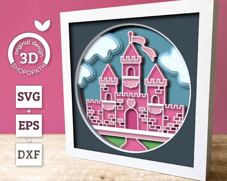Fairytale Fantasy Castle - 3D Shadow Box Layered SVG DXF EPS (cutting ...