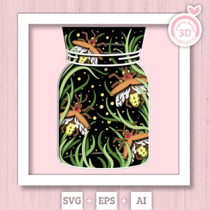 3D Firefly Shadow Box SVG, Firefly Layered SVG, Firefly 3D Svg, Spring ...