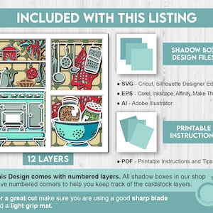 3D Kitchen SVG EPS, Cooking Shadow Box, Layered Cardstock Oven ...