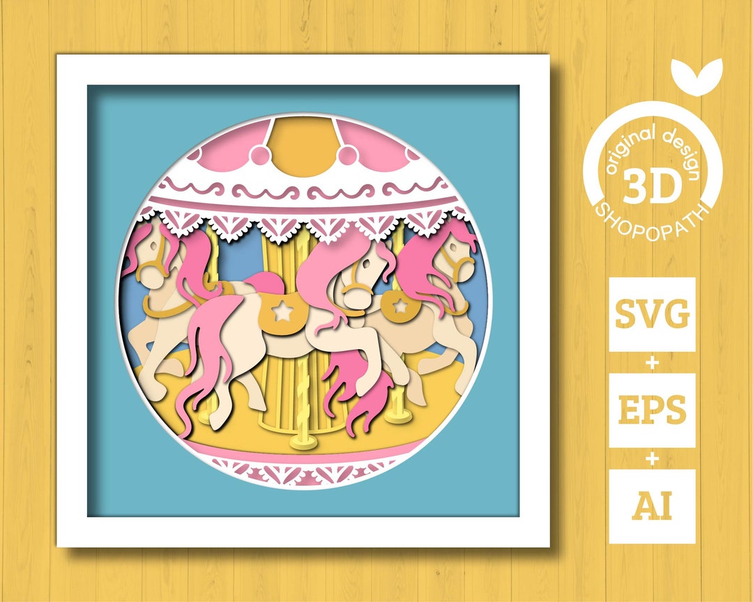 3D Layered Carousel SVG EPS Carousel Shadow Box Nursery 3D - Etsy UK