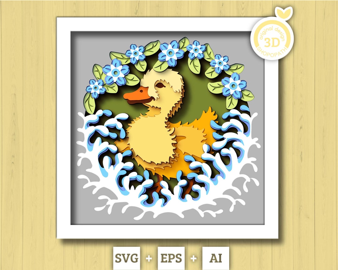 3D Ducks Shadow Box SVG, 3D Layered Ducklings SVG, Layered Papercut Svg ...