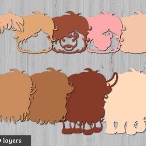 3D Layered Highland Cow SVG PDF EPS, Layered Cow Svg, Layered Papercut ...