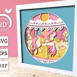 Toy Carousel Nursery - 3D Shadow Box Layered SVG DXF EPS (cutting Files ...