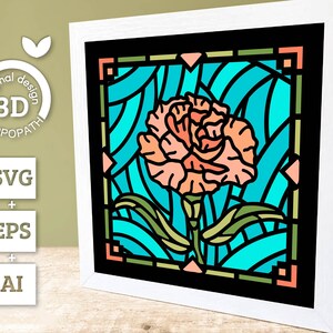 3D SVG Carnations Mini Stained Glass Shadow Box, Carnations 3D Svg, 3D ...