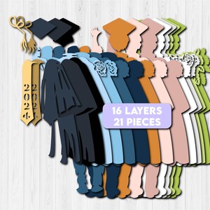 3D Layered Boy Man Graduation Bundle SVG EPS, 3D Layered Student ...