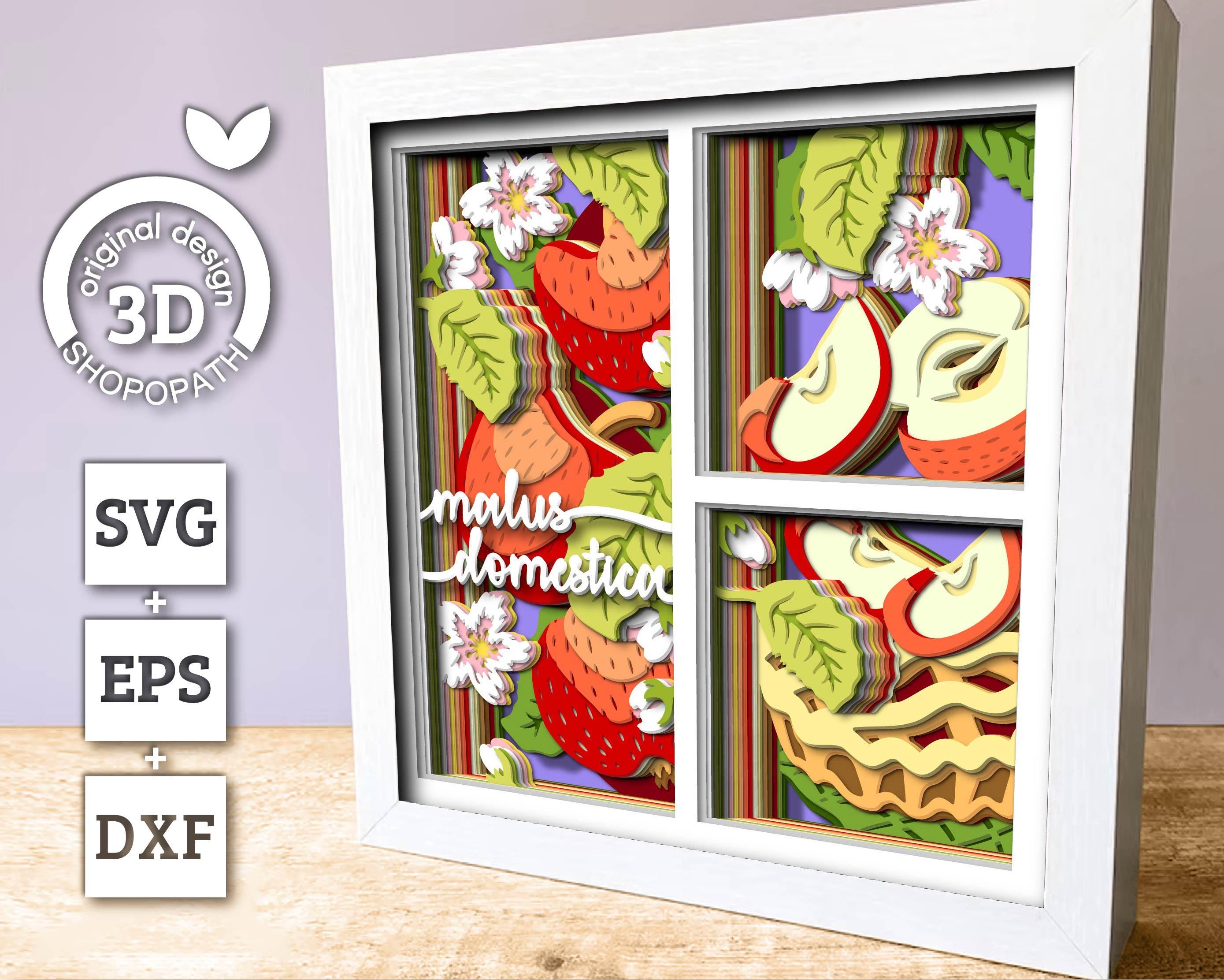 3D SVG Apples Shadow Box SVG, 3d SVG Apples Shadow Box, Summer Shadow ...