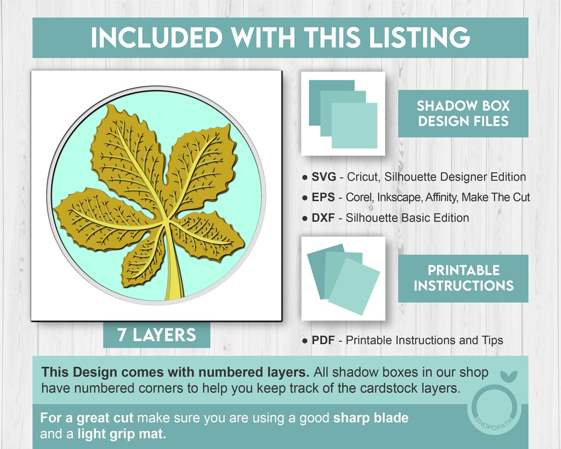 3D SVG Chestnut Leaf Herbarium Shadow Box, 3D Fall SVG, Chestnut Fall ...