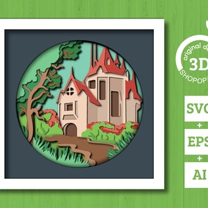 3D Layered Castle SVG EPS, Fantasy Shadow Box, Country Castle 3D Svg ...