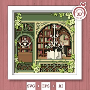 3D SVG Book Store Shadow Box, Books 3D Svg, Reading 3d Svg, Books ...