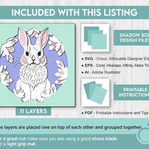 3D SVG Easter Cute Bunny Shadow Box Spring Blossom Tree 3D Svg ...