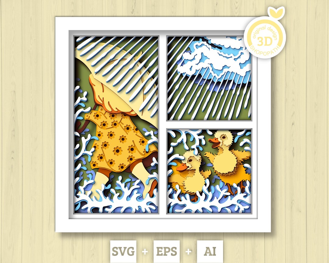 3D Ducklings Shadow Box SVG, 3D Layered Ducks SVG, Layered Papercut Svg ...