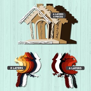 3D SVG Layered Cardinal, 3D SVG Layered Birdhouse Papercut, Birdhouse ...