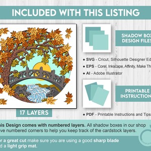 3D SVG Autumn Tree Over a Stream Shadow Box, Autumn 3D SVG, Leaves 3D ...