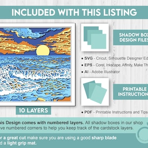 3D SVG Sunset Shadow Box, Sunset 3D Svg, Beach 3d Svg, Sea 3D Svg ...
