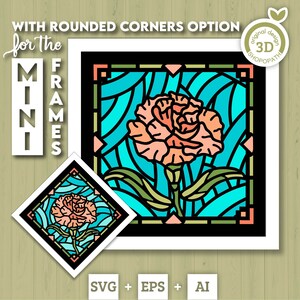 3D SVG Carnations Mini Stained Glass Shadow Box, Carnations 3D Svg, 3D ...