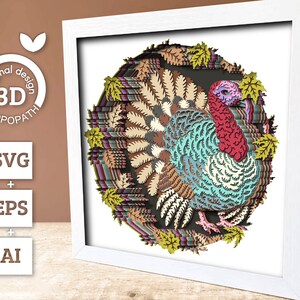 3D SVG Turkey Shadow Box, 3D SVG Thanksgiving, Thanksgiving 3D Shadow ...