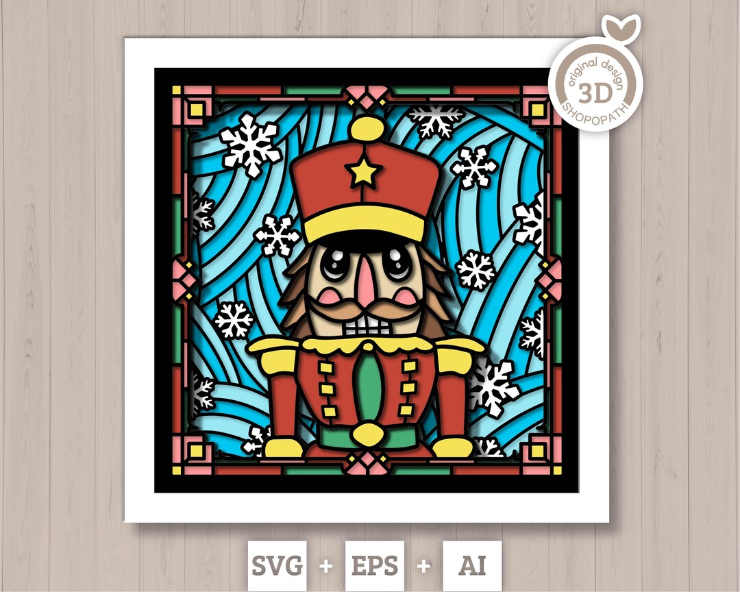3D SVG Stained Glass Nutcracker Shadow Box, 3D SVG Christmas, 3D Svg ...