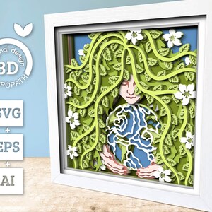 3D Layered Mother Earth Shadow Box SVG, Earth Day SVG, Summer Shadow ...