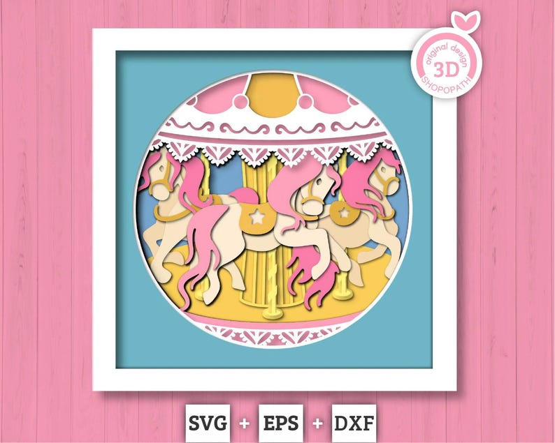 Toy Carousel Nursery - 3D Shadow Box Layered SVG DXF EPS (cutting Files ...