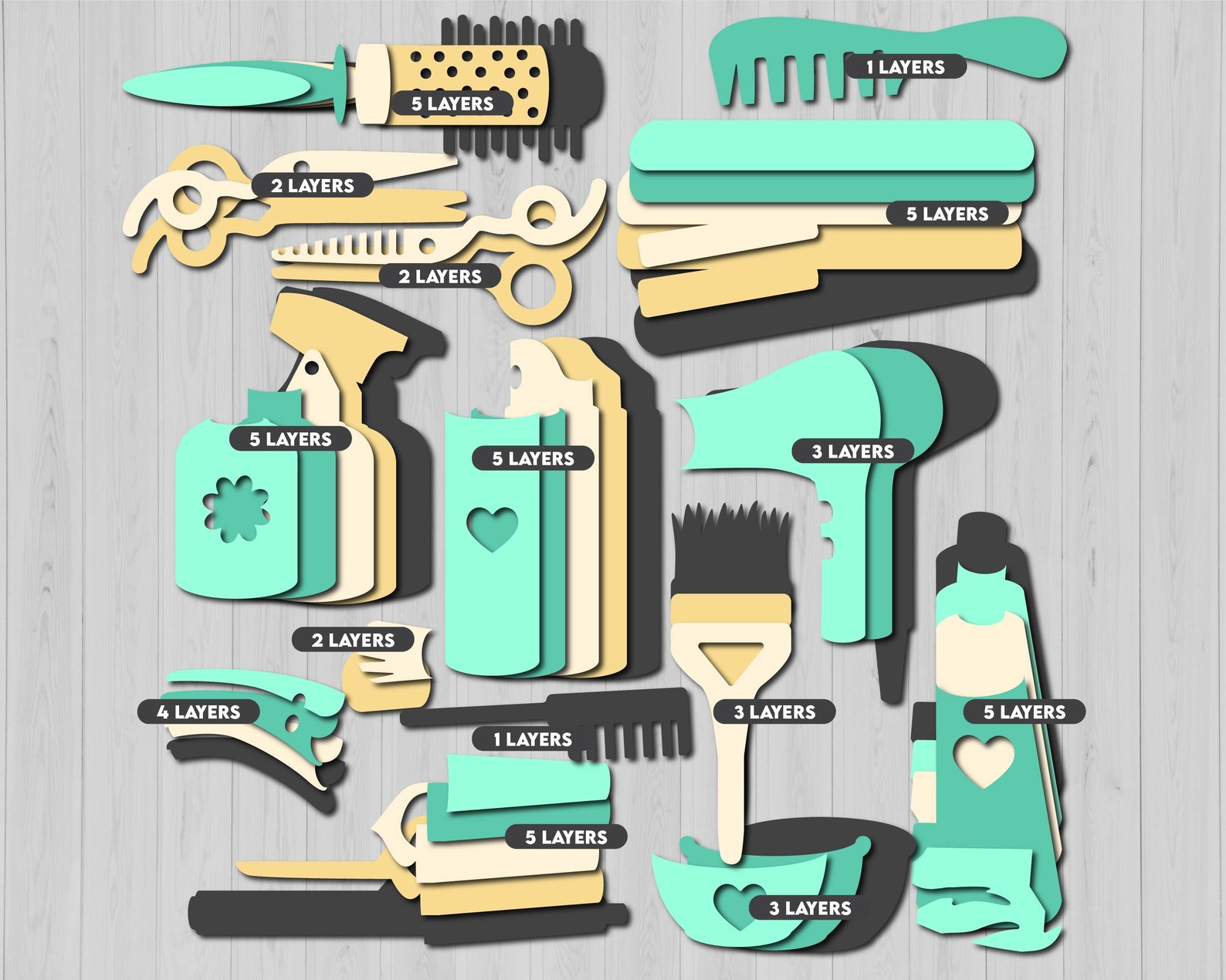 3D Layered Hairstyling SVG EPS, 3D Layered Beauty and Care Papercut Svg ...
