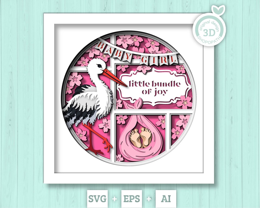 3D Baby Girl Shadow Box SVG, Onesie 3D SVG, Baby Shower Decor 3d SVG ...