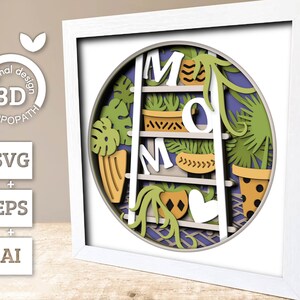 3D SVG Mom Shadow Box SVG Mothers Day Shadow Box Spring Garden With ...