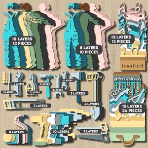 3D SVG Layered Tools Bundle, Handyman 3D SVG, Layered Papercut Svg ...