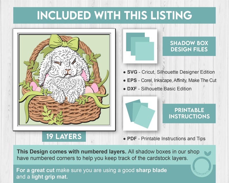 3D SVG Easter Bunny in Basket Shadow Box 3D Svg, Easter Eggs 3D SVG ...