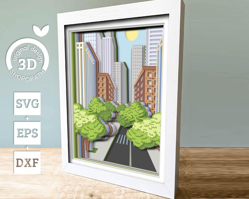 Set of 3 Cityscapes Triptych - 3D Shadow Box Layered SVG DXF EPS ...