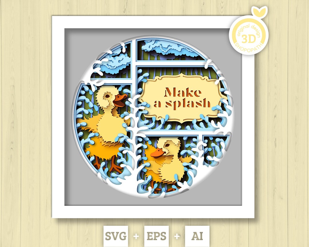 3D Customizable Baby Ducks Shadow Box SVG, 3D Layered Ducklings SVG ...