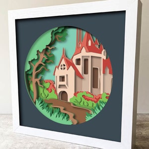 3D Layered Castle SVG EPS, Fantasy Shadow Box, Country Castle 3D Svg ...