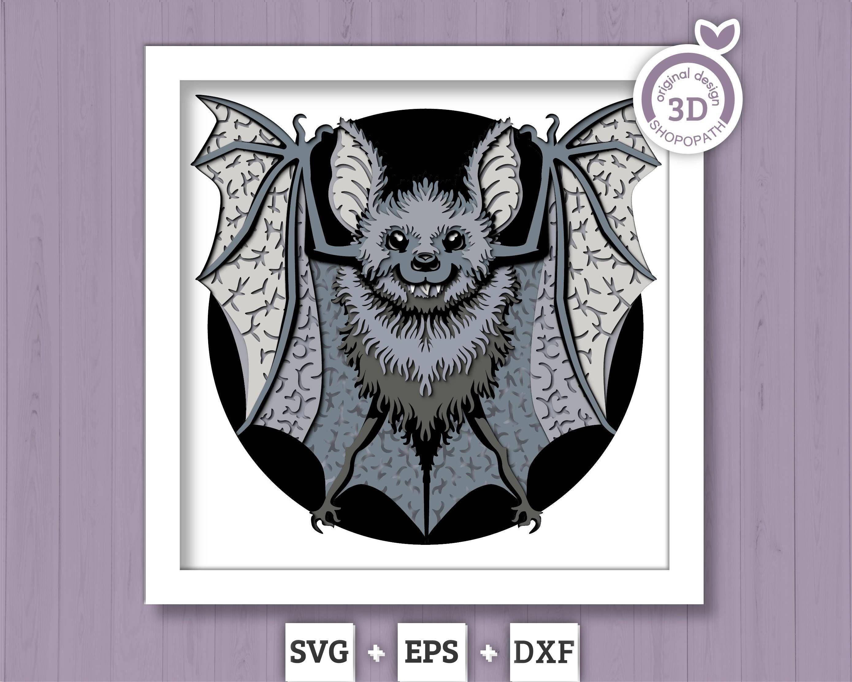 3D SVG Bat Shadow Box, 3D SVG Halloween, Halloween Shadow Box, 3D Svg ...