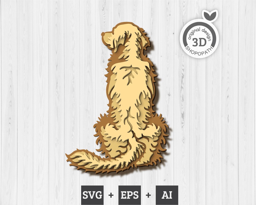 3D Layered Golden Retriever SVG, 3D Layered Dog SVG, Layered Papercut ...