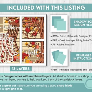 3D Layered Fall Quilt SVG EPS, Fall Shadow Box, Autumn 3D Svg, Leaves ...