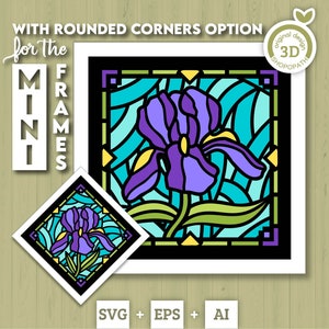 3D SVG Iris Mini Stained Glass Shadow Box, Iris 3D Svg, 3D Flowers Svg ...