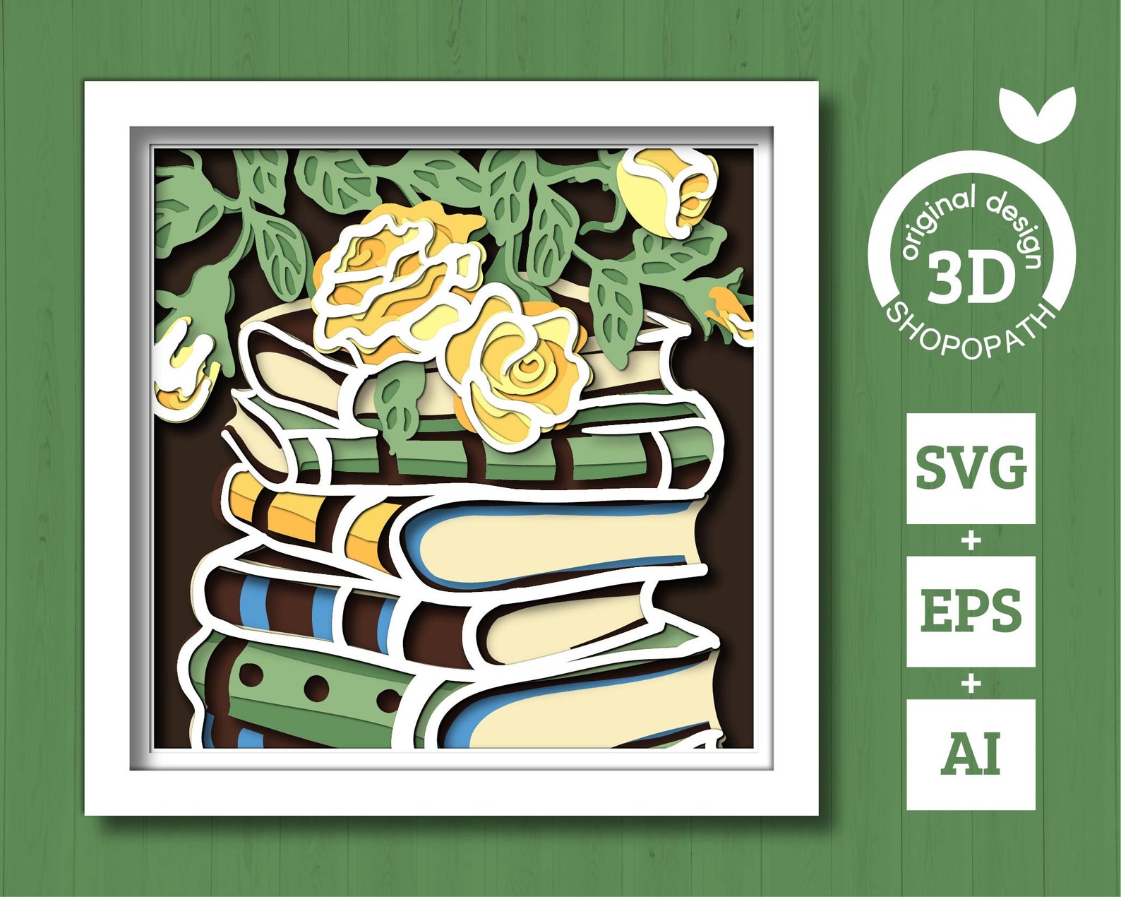 3D Layered Reading SVG PDF EPS, Books Shadow Box, One More Chapter 3D ...