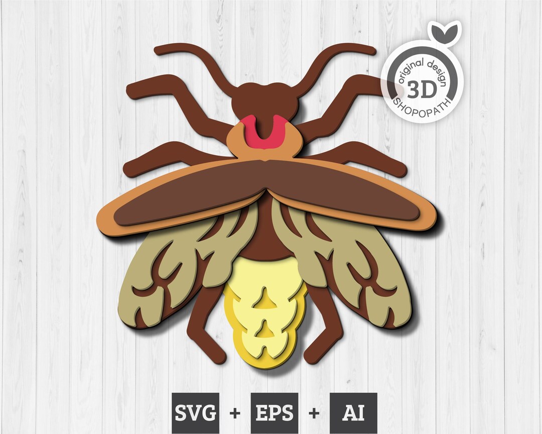 3D Layered Firefly SVG EPS, 3D Layered Bugs Papercut Svg Firefly Svg ...