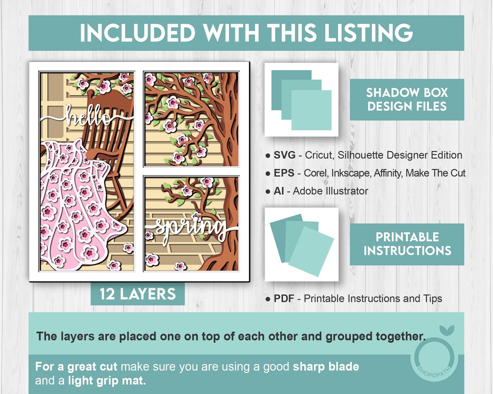 3D Layered Spring Quilt SVG, Spring Shadow Box, Blossom 3D Svg, Flowers ...